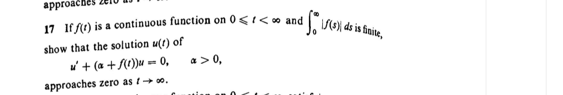 Solved 17 If f(t) is a continuous function on 0⩽t