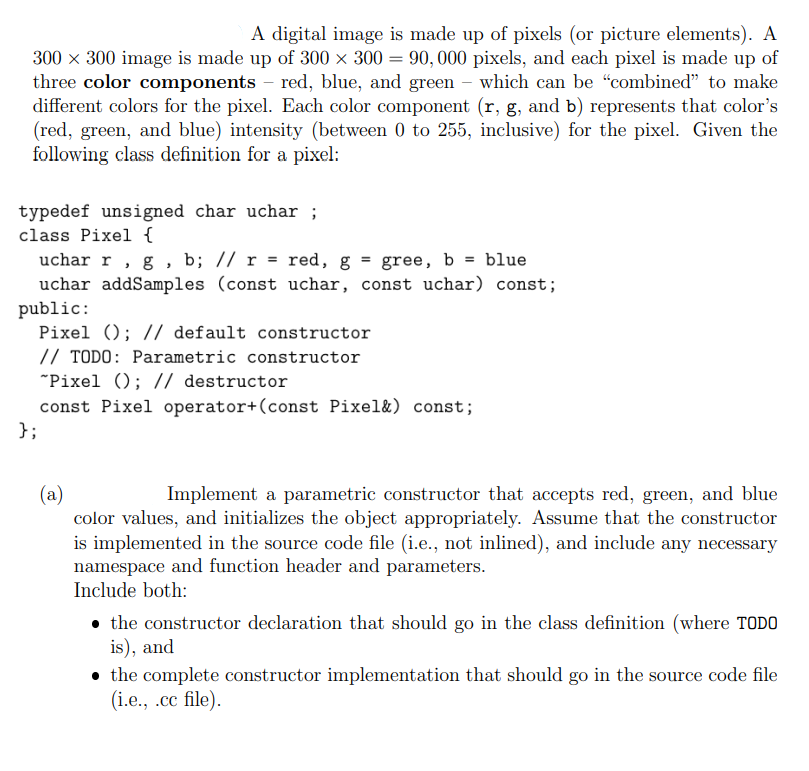 Solved A digital image is made up of pixels (or picture | Chegg.com