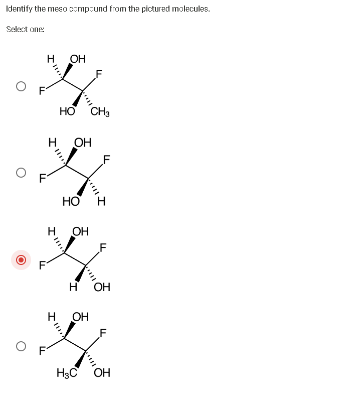 Solved Identify the meso compound from the pictured | Chegg.com