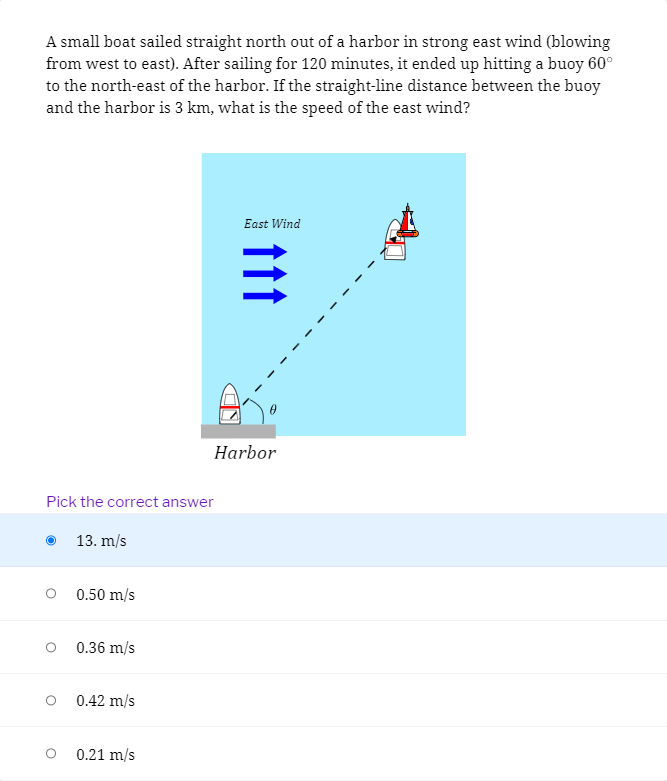 Solved A small boat sailed straight north out of a harbor in | Chegg.com
