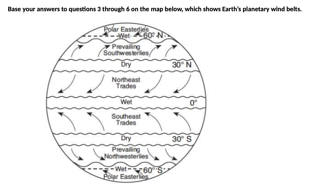 Solved Base your answers to questions 3 through 6 on the map | Chegg.com