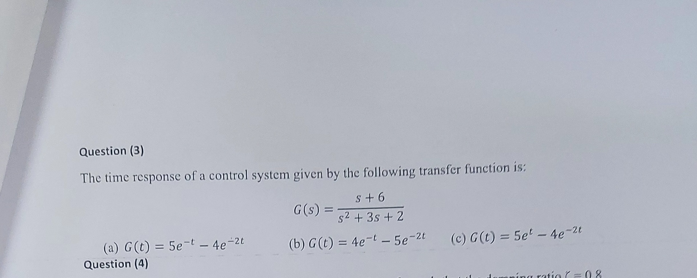 Solved The time response of a control system given by the | Chegg.com