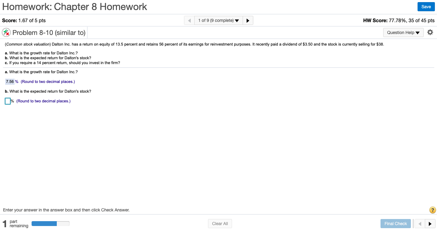 Solved Homework Chapter 8 Homework Save Score 1 67 Of 5
