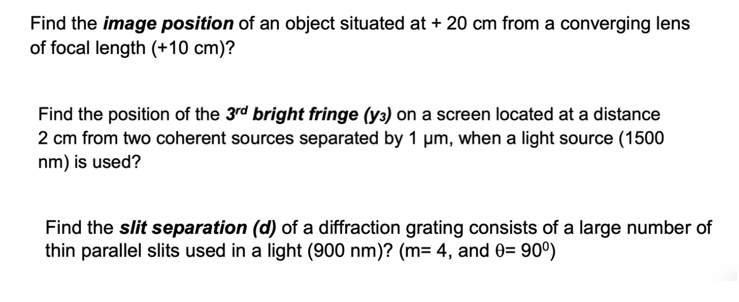 Solved Find the image position of an object situated at +20 | Chegg.com