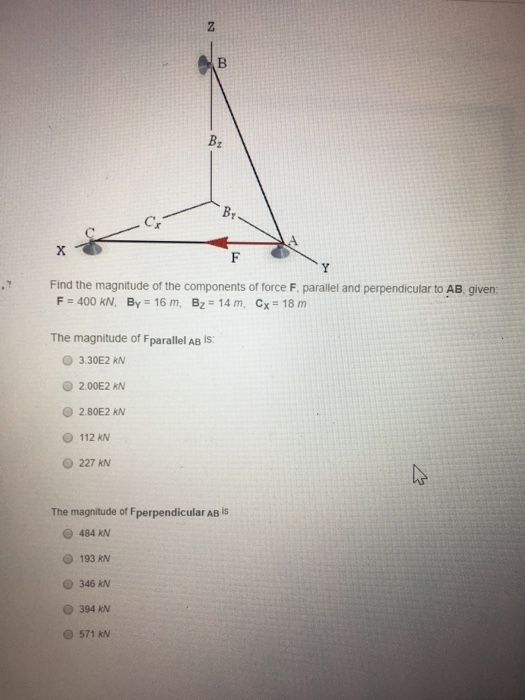 Solved Find the magnitude of the components of force F. | Chegg.com