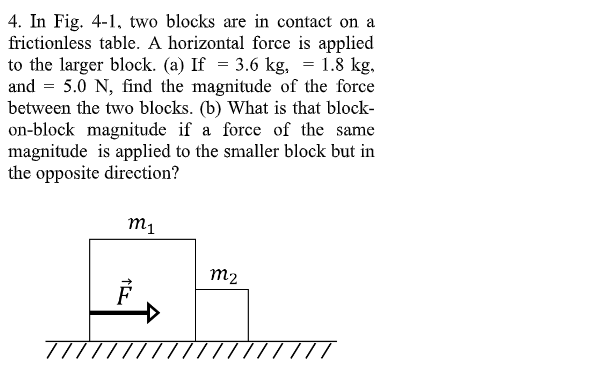 Solved 4. In Fig. 4-1, two blocks are in contact on a | Chegg.com