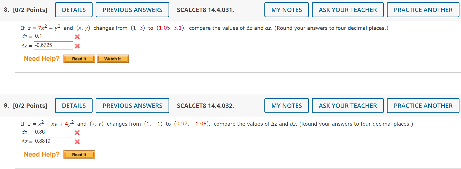 Solved 8. [0/2 Points] DETAILS PREVIOUS ANSWERS SCALCET8 | Chegg.com