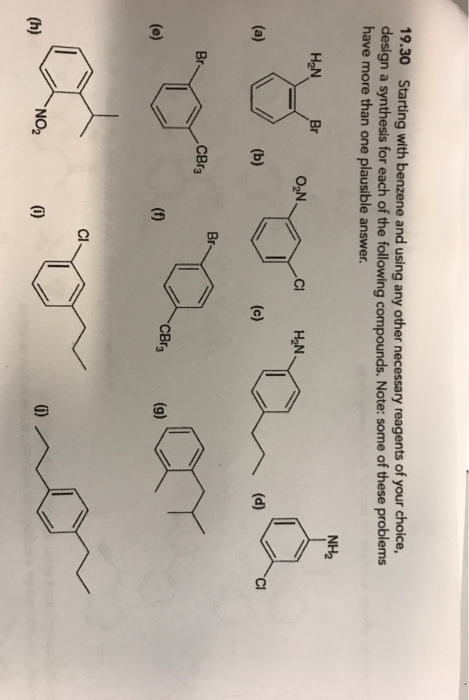 Solved 19.30 Starting with benzene and using any other | Chegg.com