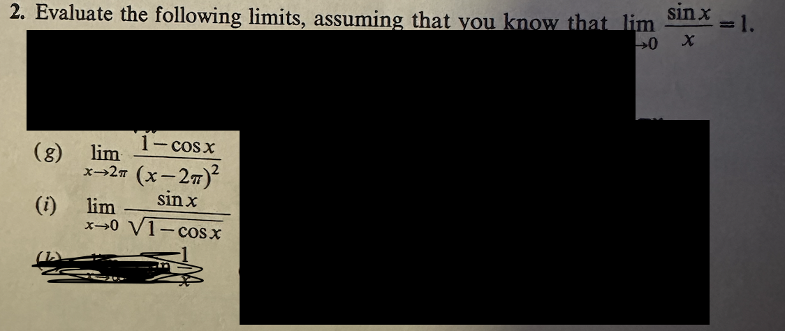 Solved 2. Evaluate the following limits, assuming that you | Chegg.com