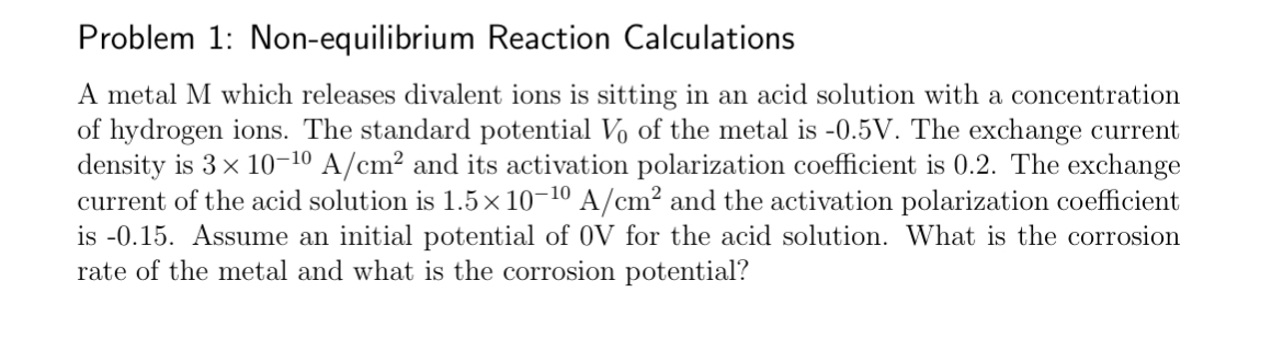 Solved Problem 1: Non-equilibrium Reaction CalculationsA | Chegg.com