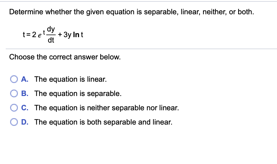 Solved Determine whether the given equation is separable, | Chegg.com