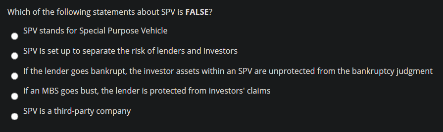 Solved Which of the following statements about SPV is FALSE? | Chegg.com
