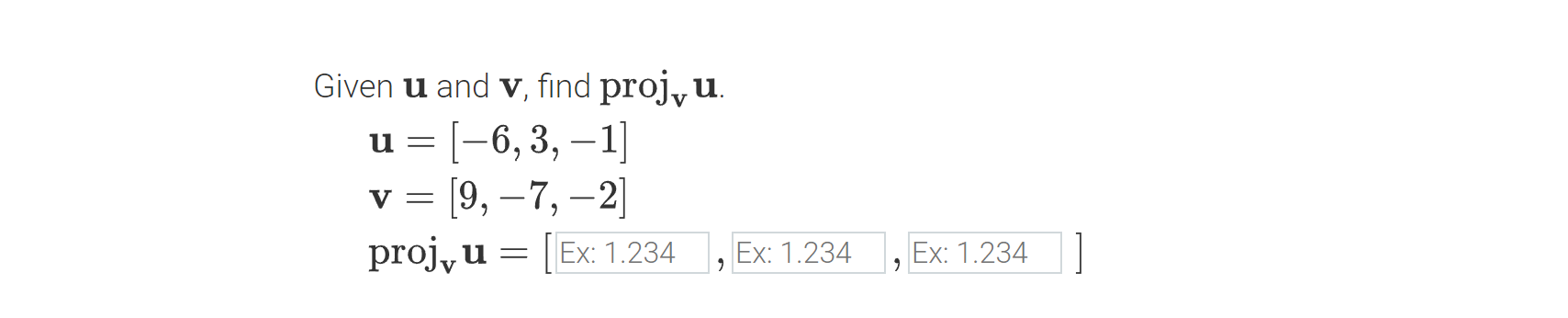 Solved Given u and v, find projvu. | Chegg.com