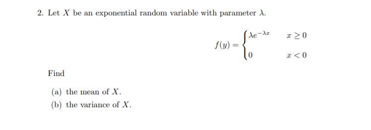 Solved 2. Let X be an exponential random variable with | Chegg.com