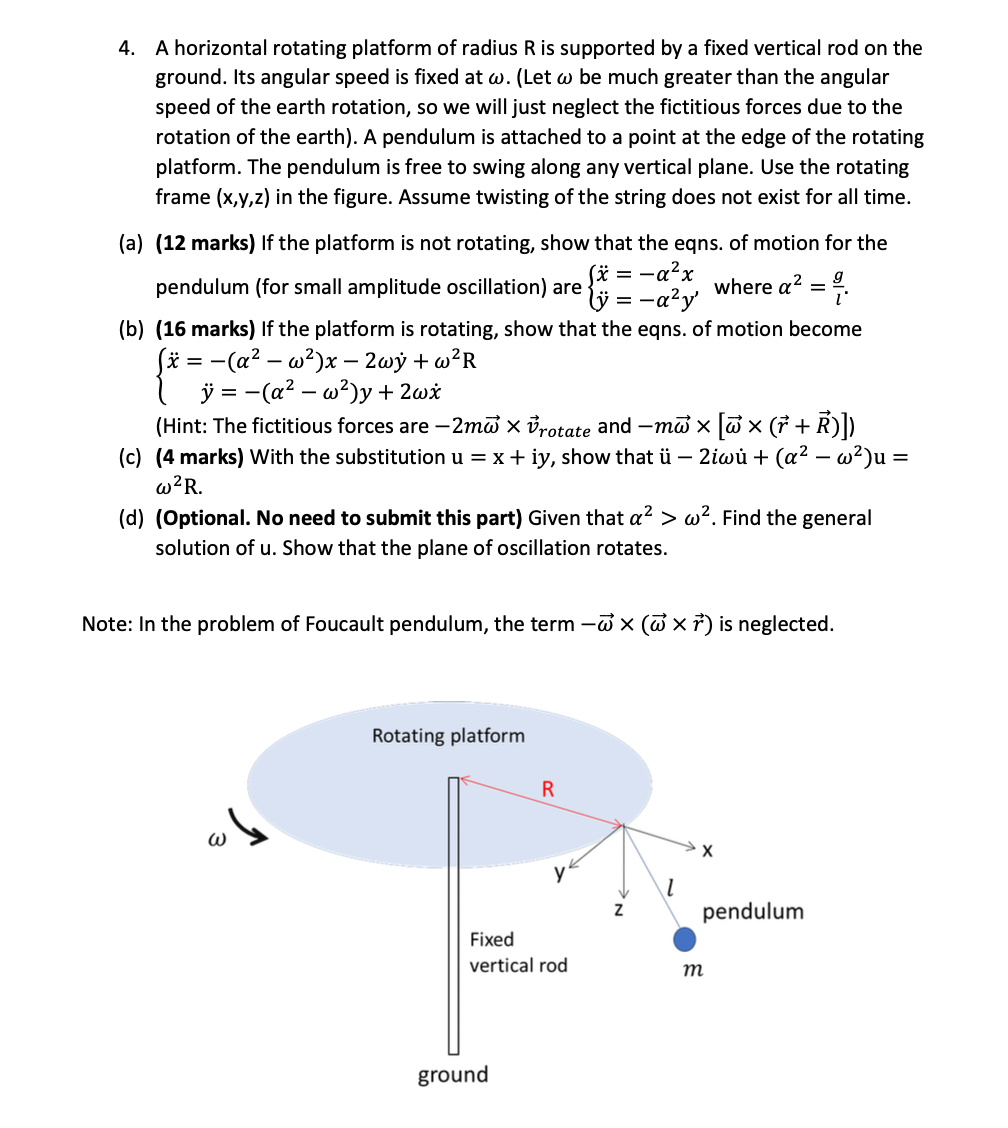 Solved 4. A horizontal rotating platform of radius R is | Chegg.com