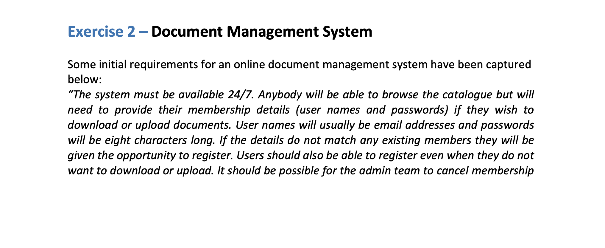 Solved Exercise 2 - Document Management System Some initial | Chegg.com