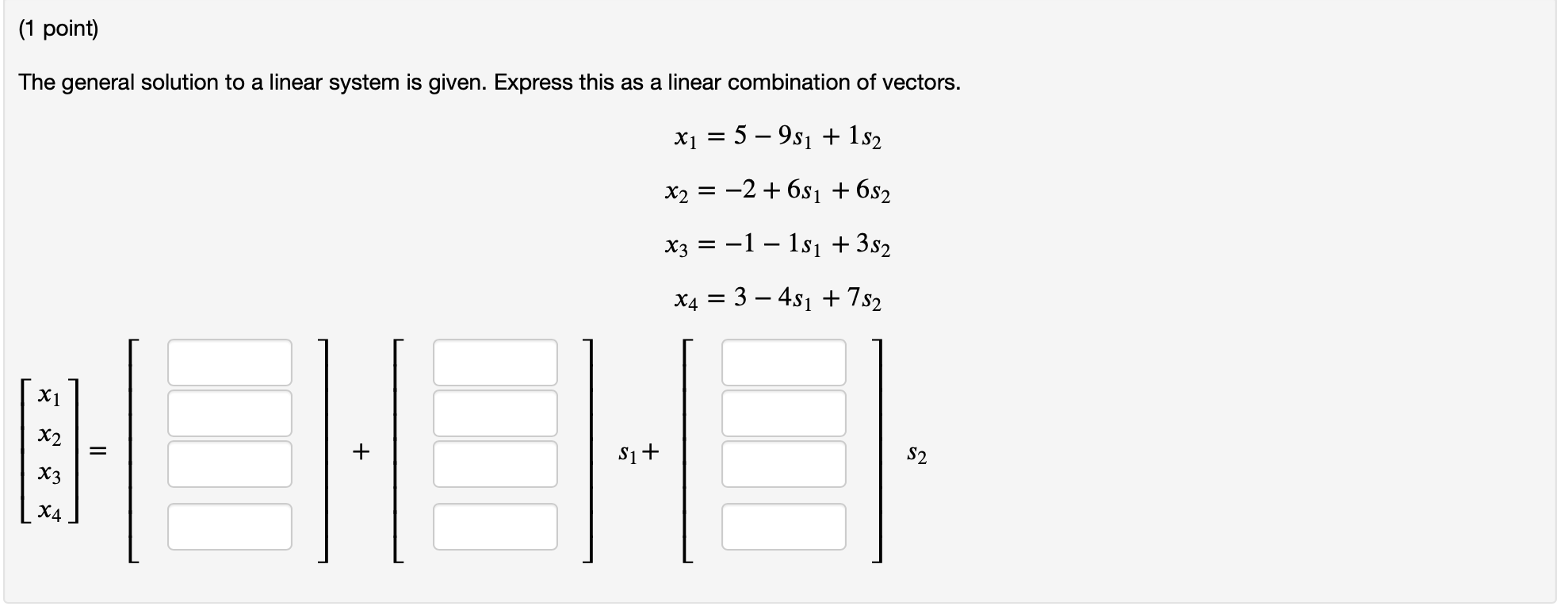 Solved The general solution to a linear system is given. | Chegg.com