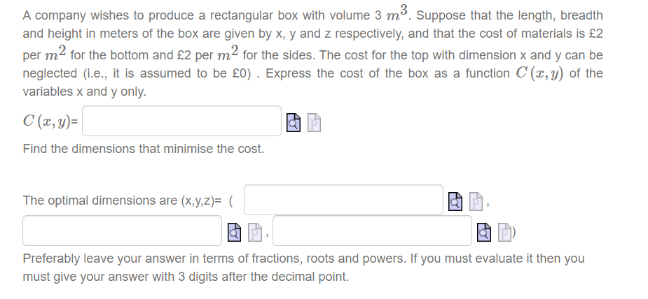 Solved A company wishes to produce a rectangular box with | Chegg.com