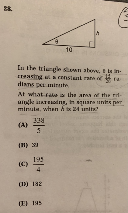 Solved In the triangle shown above, theta is increasing at a | Chegg.com