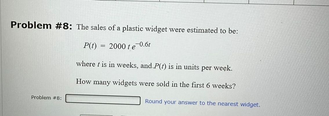 Solved Problem \#8: The sales of a plastic widget were | Chegg.com