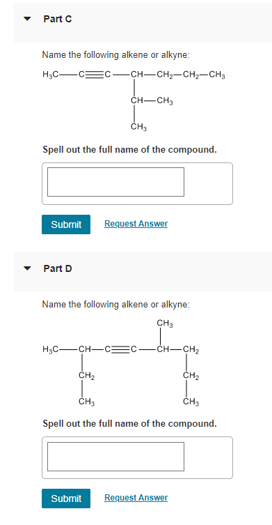 Solved Name the following alkene or alkyne: Spell out the | Chegg.com
