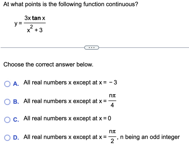 Solved At what points is the following function continuous? | Chegg.com