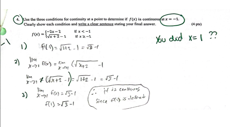Solved Use the three conditions for continuity at a point to | Chegg.com