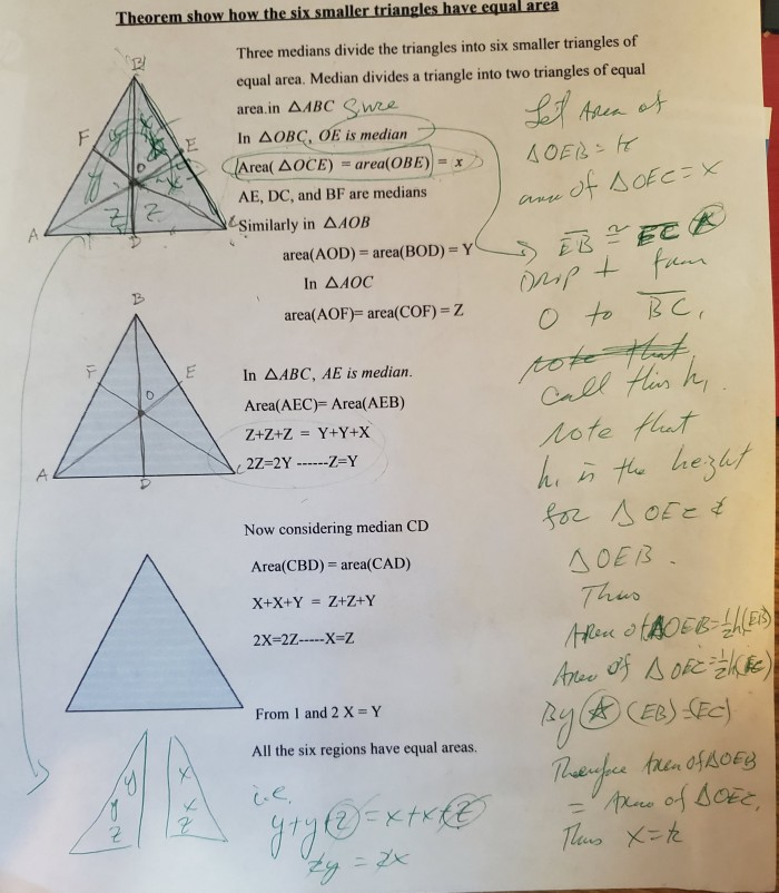 Solved Three mecdians divide the triangles into six smalle | Chegg.com
