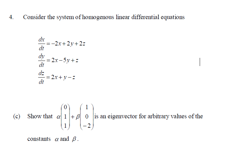4. Consider the system of homogenous linear | Chegg.com
