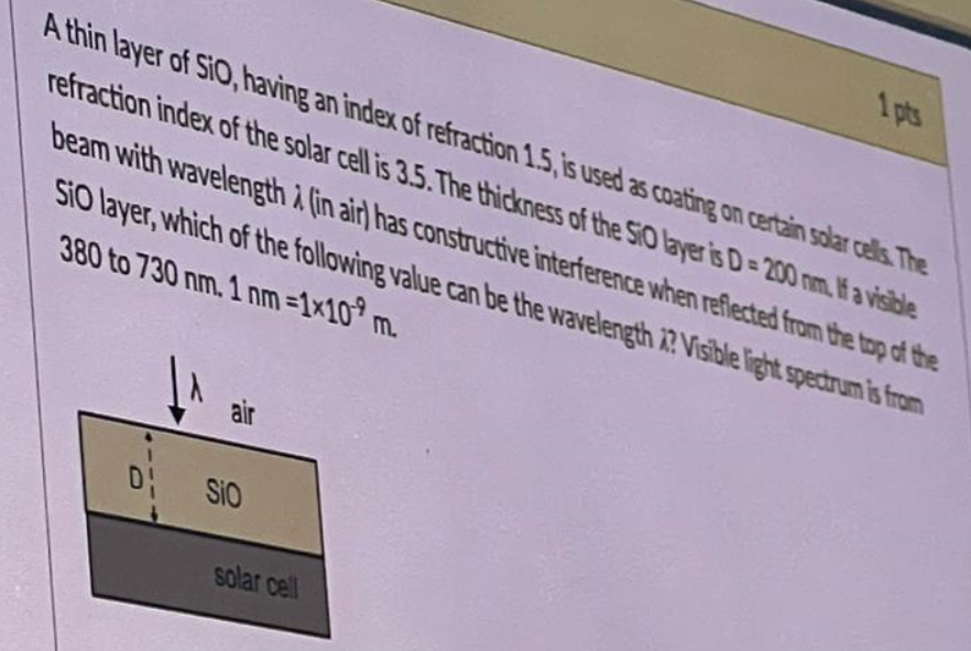 Solved Tinin layer of Sio, having an index of refracts | Chegg.com