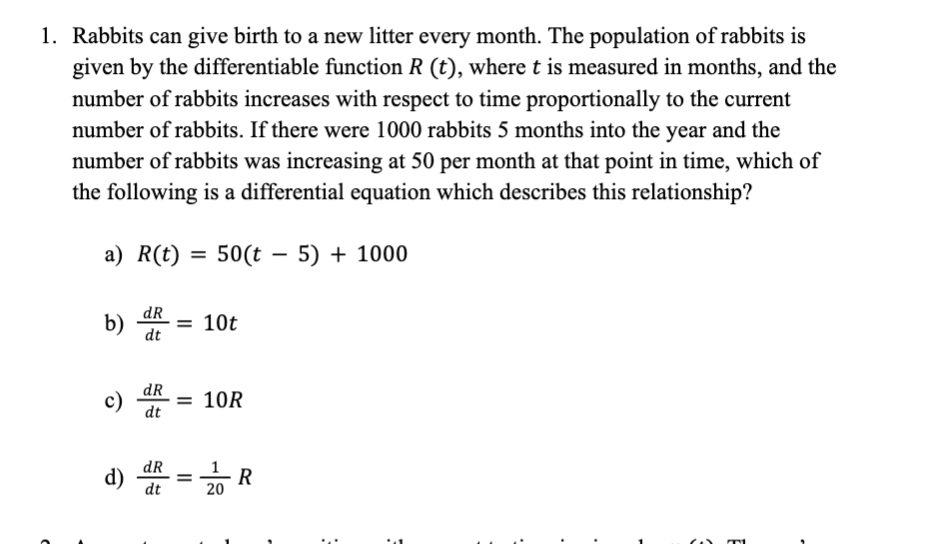 Solved 1. Rabbits can give birth to a new litter every | Chegg.com