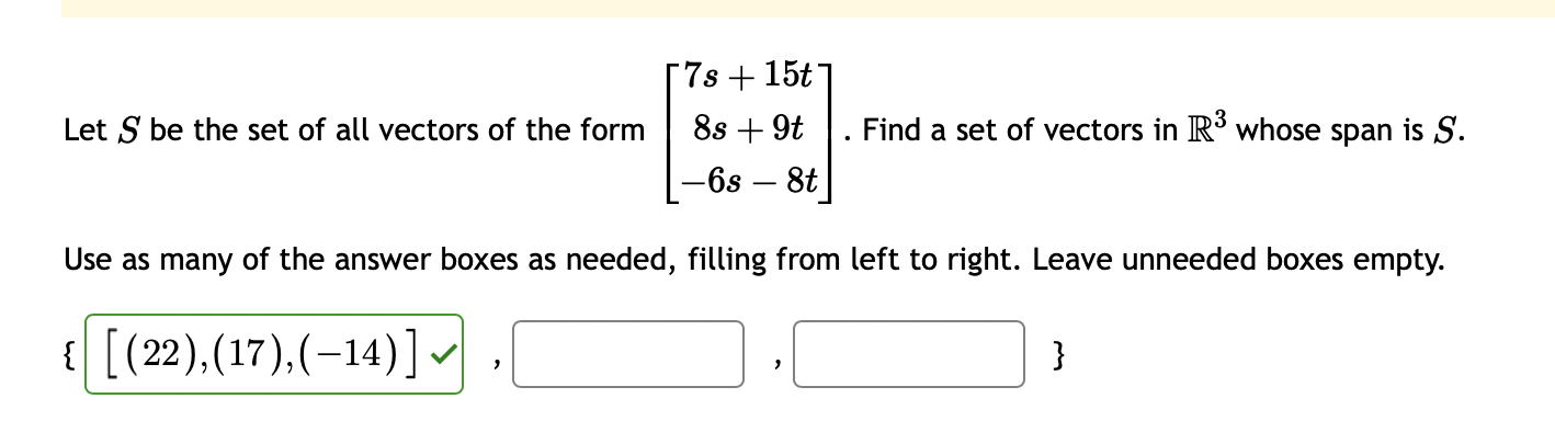 Solved Let S be the set of all vectors of the form | Chegg.com
