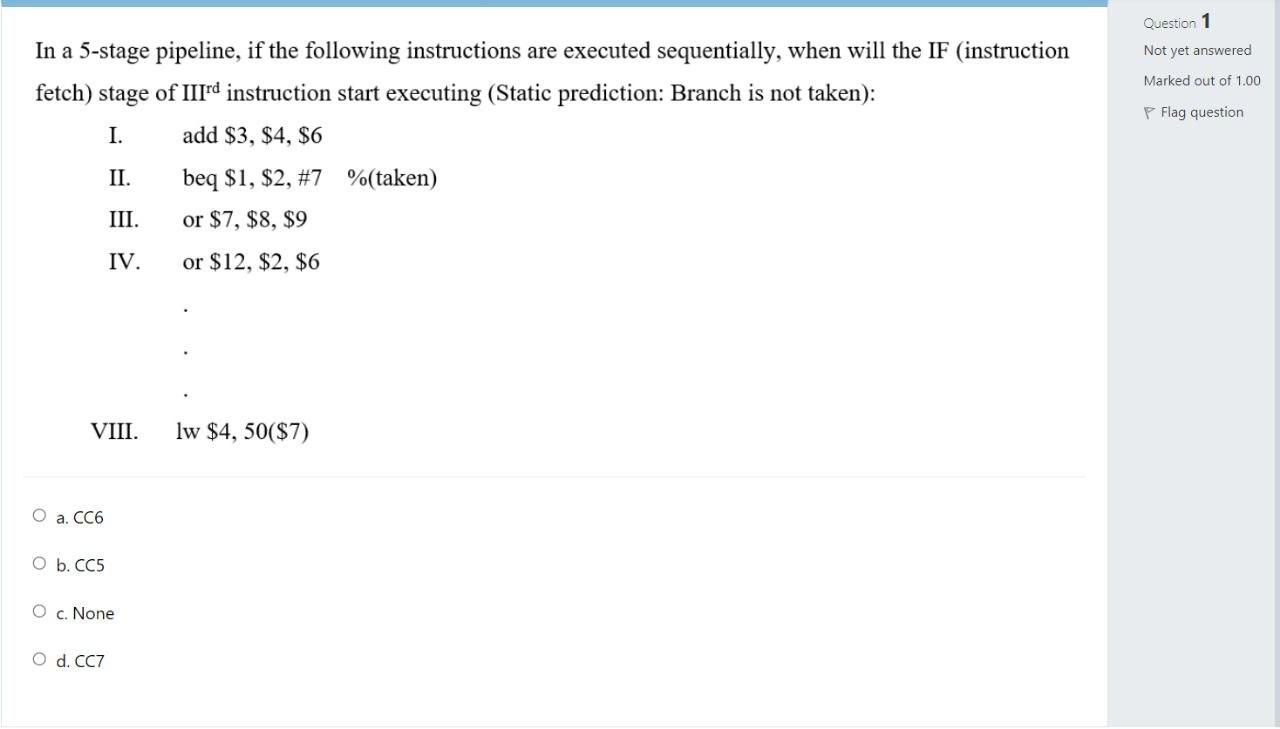 Solved Question 1 Not yet answered Marked out of 1.00 P Flag | Chegg.com