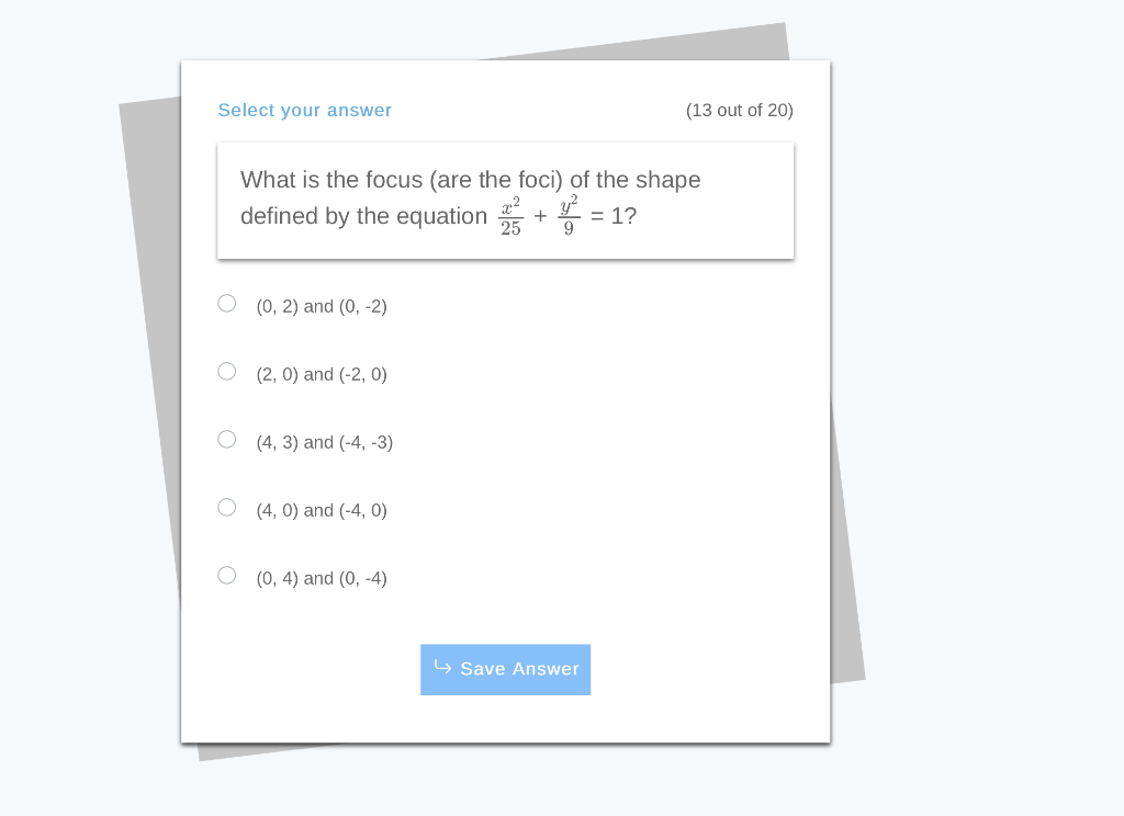 Solved What is the focus (are the foci) of the shape defined | Chegg.com
