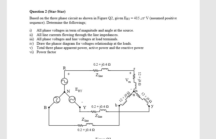 Solved Question 2 (Star-Star) Based on the three phase | Chegg.com