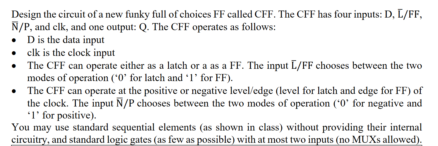 Solved Design the circuit of a new funky full of choices FF | Chegg.com