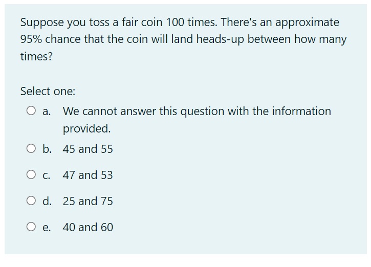 Solved Suppose you toss a fair coin 100 times. There's an | Chegg.com