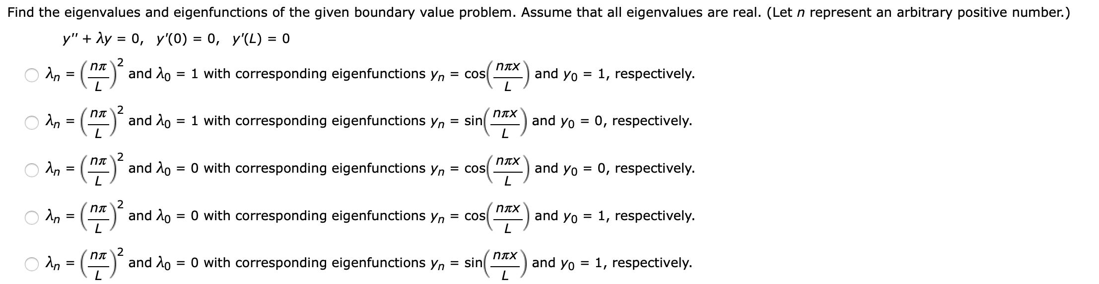 Solved Find the eigenvalues and eigenfunctions of the given | Chegg.com