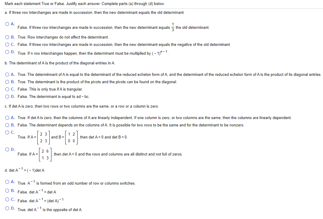 Solved Mark each statement True or False. Justify each | Chegg.com