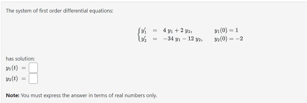 Solved The system of first order differential equations | Chegg.com