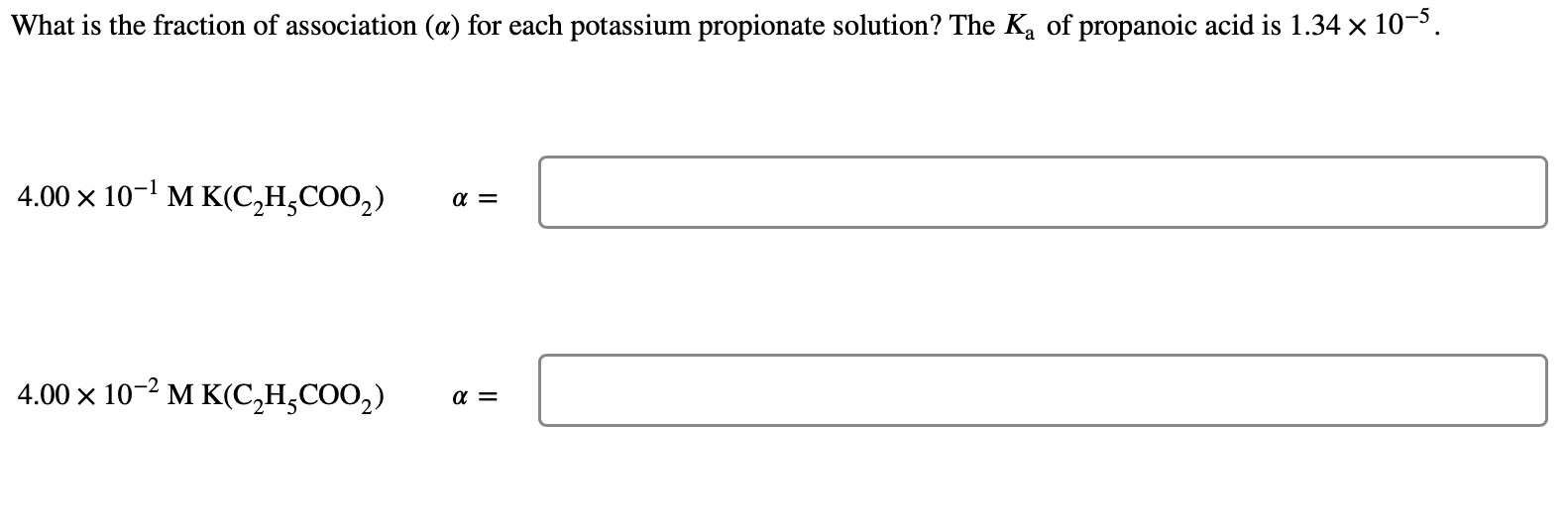 Solved What is the fraction of association (a) for each | Chegg.com