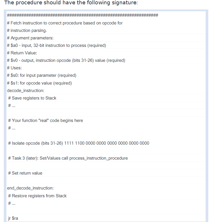 Task 2: Parse MIPS Instruction Your next task is to | Chegg.com