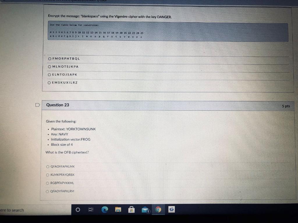 Solved Encrypt the message: "blankspace" using the Vigenere | Chegg.com