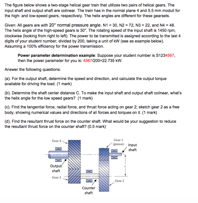 Solved The figure below shows a two-stage helical gear train | Chegg.com