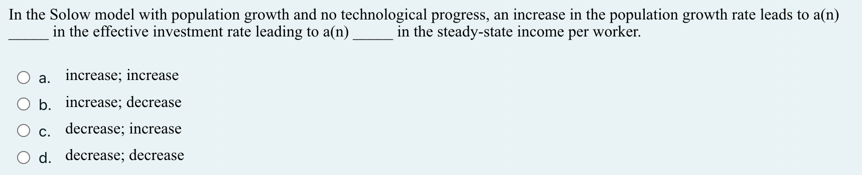 Solved In the Solow model with population growth and no | Chegg.com