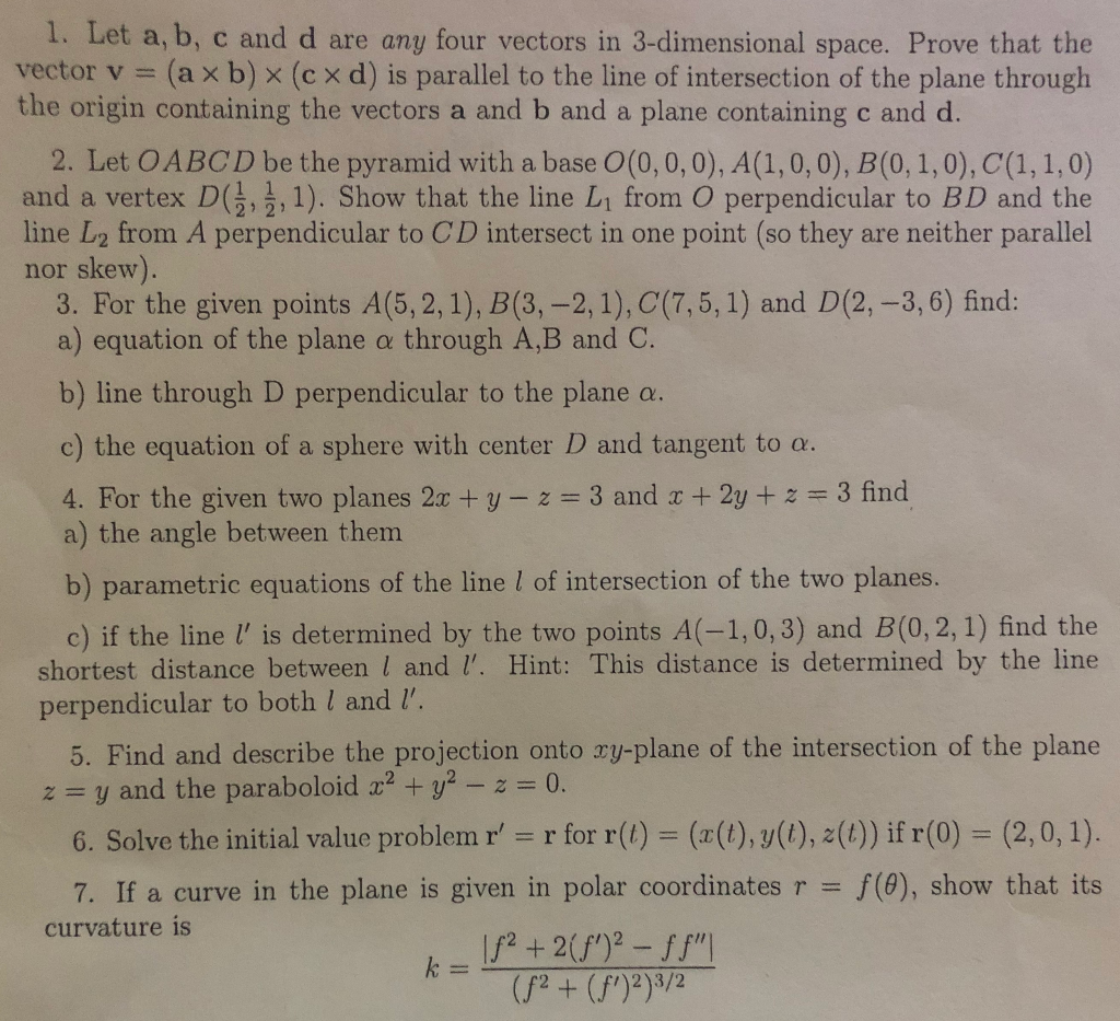 Solved 1. Let a, b, c and d are any four vectors in | Chegg.com