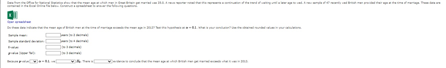 contained in the Excel Online file below. Construct a | Chegg.com