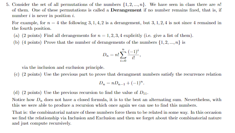 Solved 5. Consider the set of all permutations of the | Chegg.com