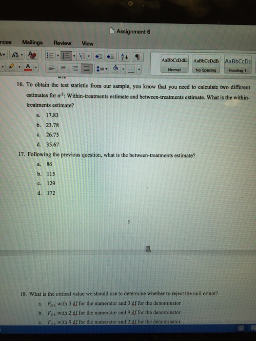 Solved Assignment 6 References Mailings Review View A A