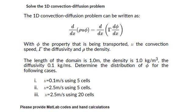 Solve The 1d convection Diffusion Problemthe 1d